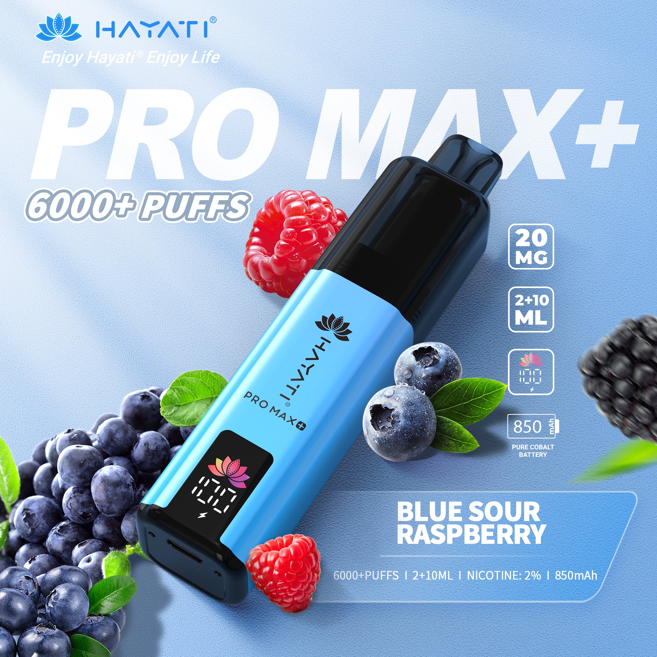 Hayati Pro Max + 6000 - Blue Sour Raspberry | 3 for £25 | Evolution Vapes