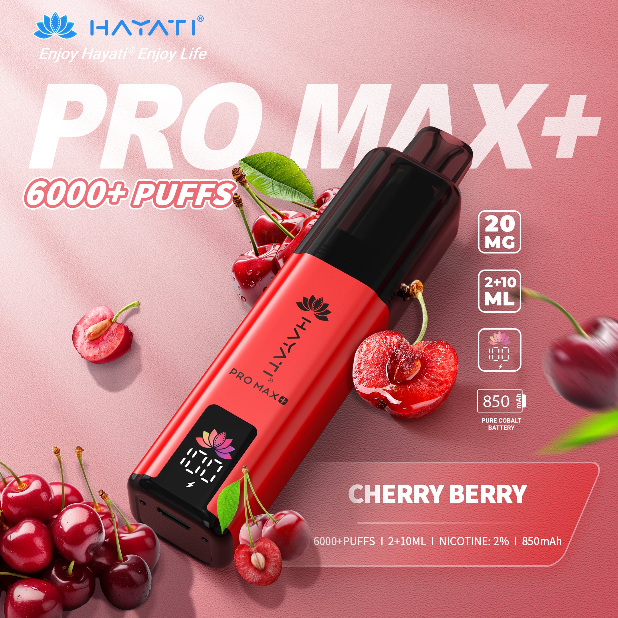 Hayati Pro Max + 6000 - Cherry Berry | 3 for £25 | Evolution Vapes