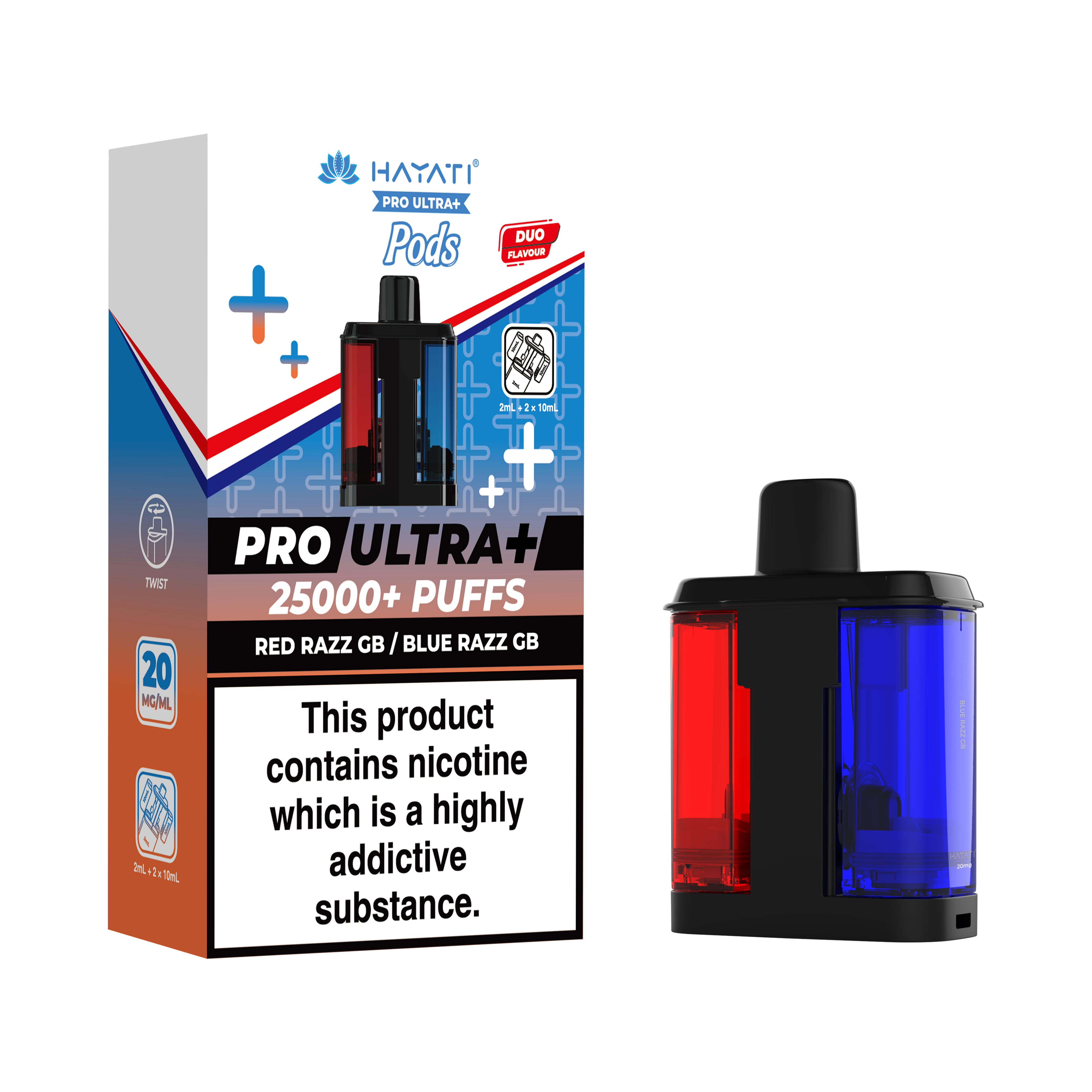 Hayati Pro Ultra + Pre - Filled Pods Red Razz GB / Blue Razz GB ...