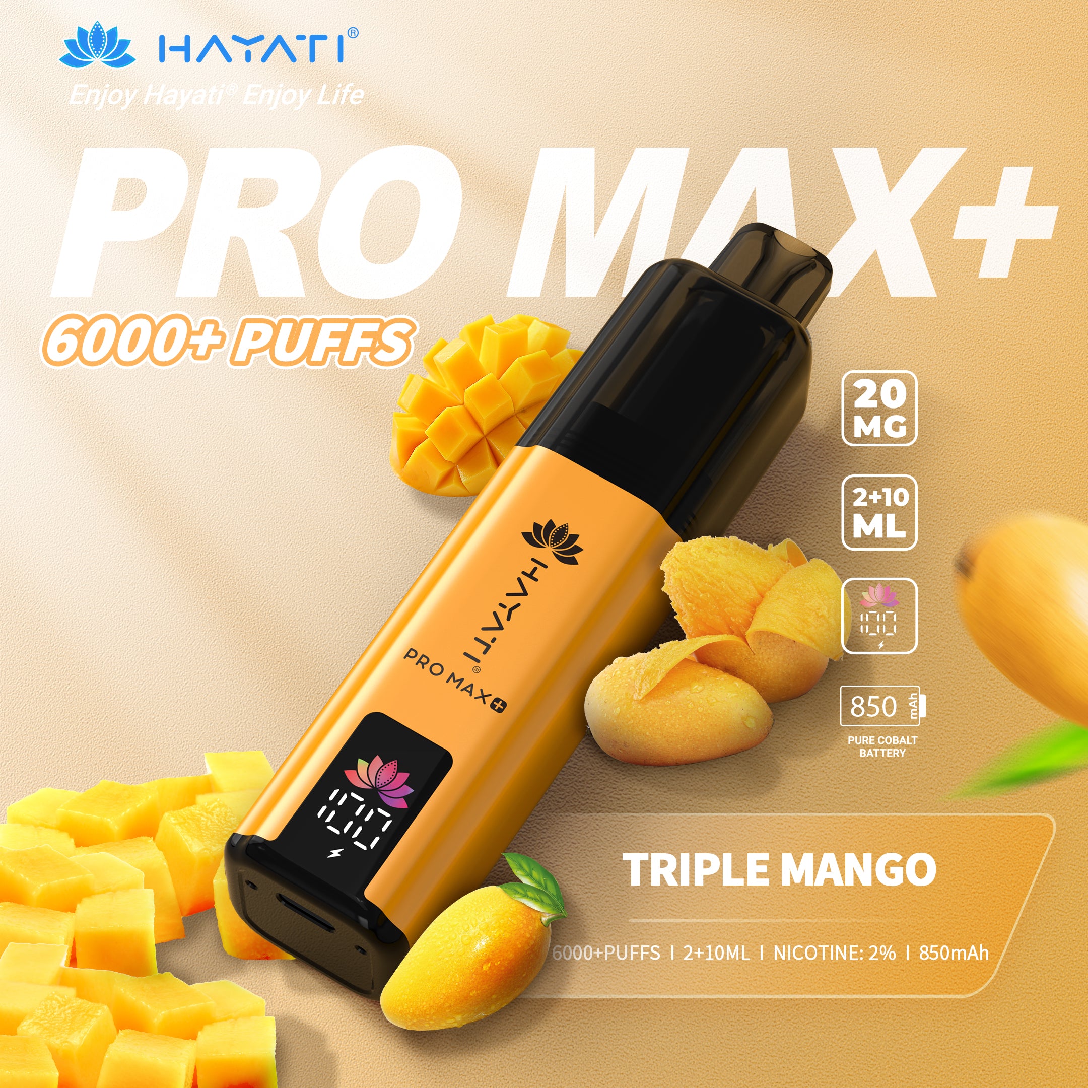 Hayati Pro Max + 6000 - Triple Mango - Evolution Vapes